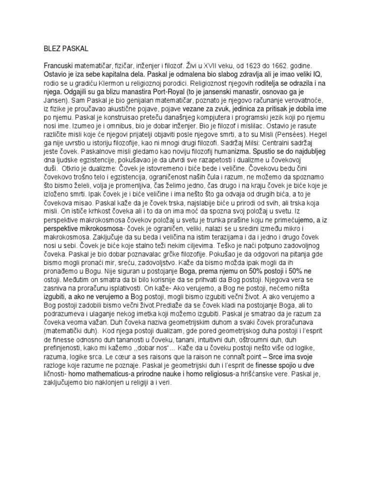 Blez Paskal | PDF