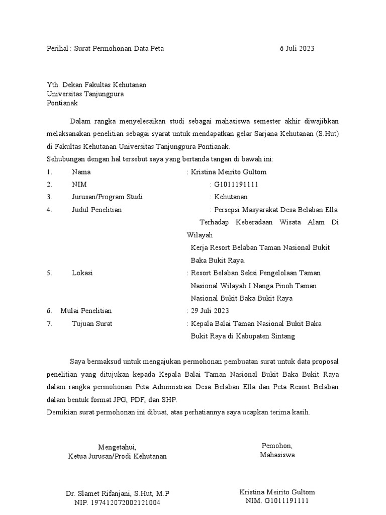 Surat Permohonan Peta | PDF