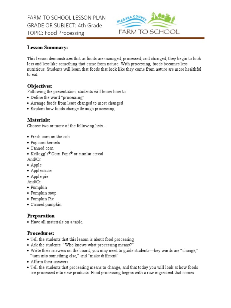 Grade 4 Food Processing | PDF | Food Processing | Maize
