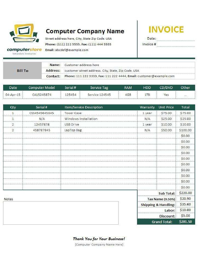 Computer Sales Invoice | PDF