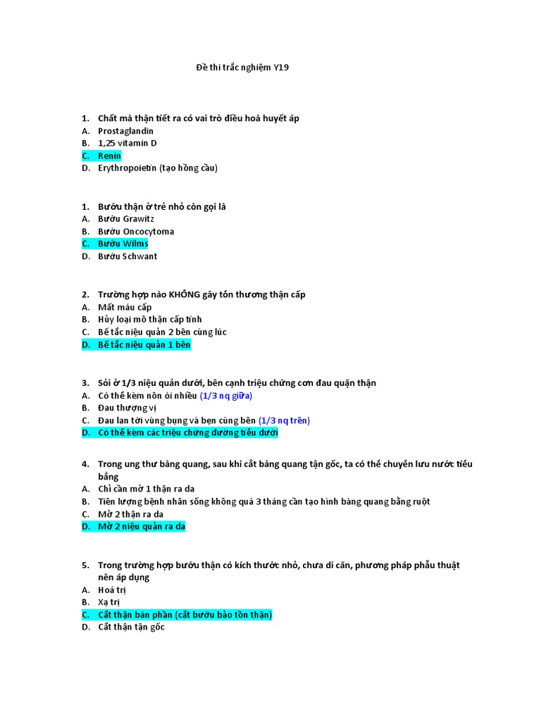 Thận Niệu CK Y19 | PDF