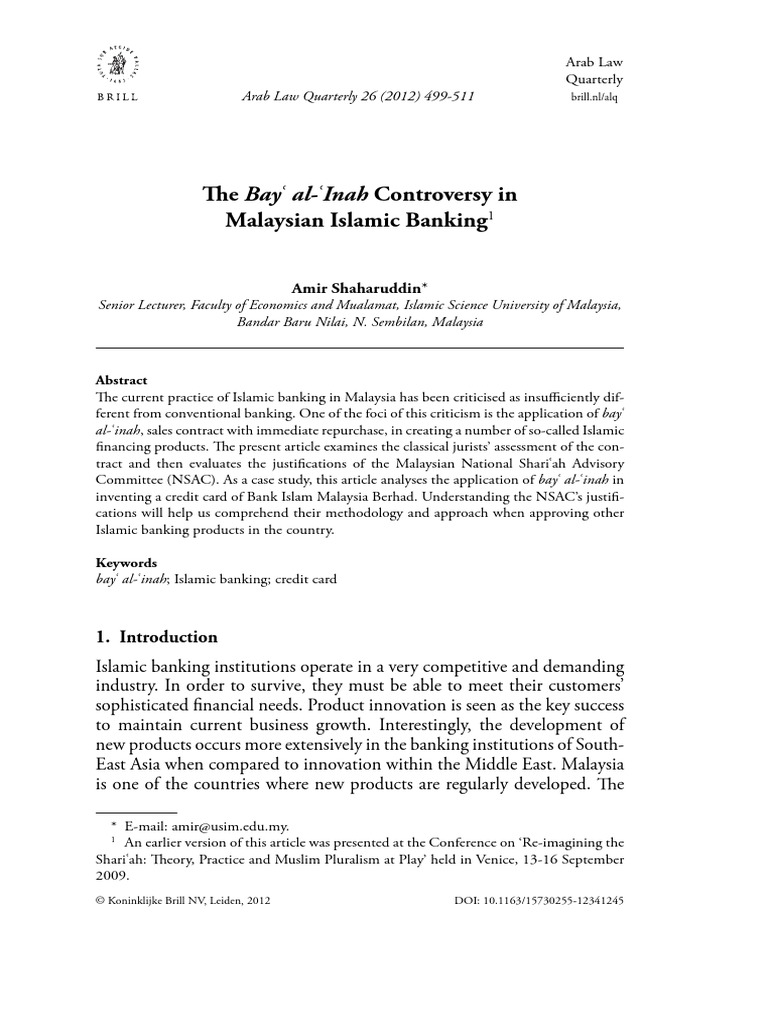 The Bay' Al-Inah Controversy in Malaysian Islamic Banking | PDF ...