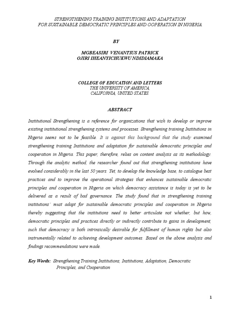 Drs. Venatius & Ojiri Articles A-1 | PDF | Democracy | Political Ideologies