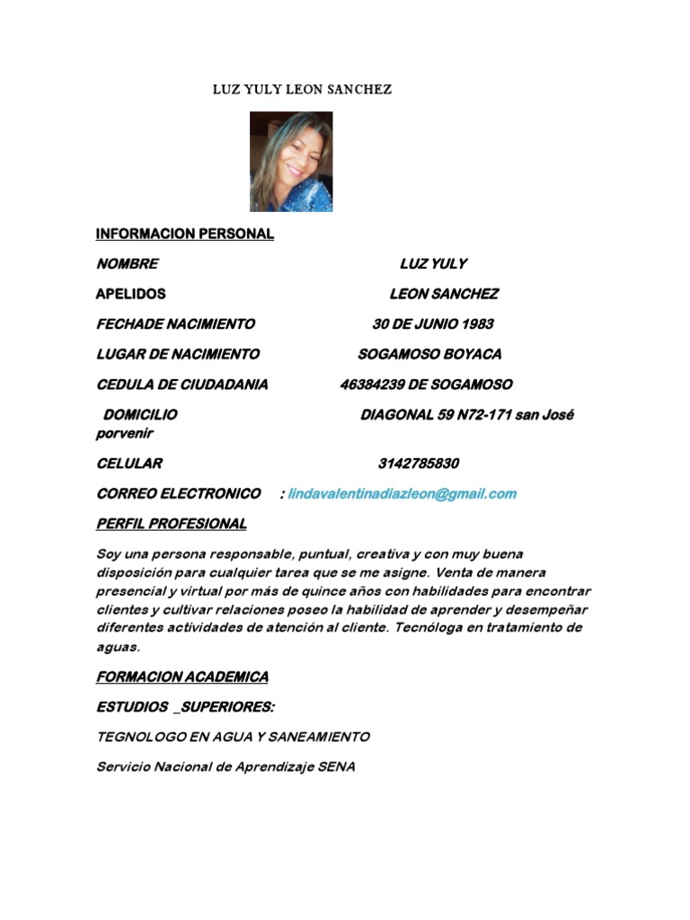 Hoja de Vida Luz Leon | PDF