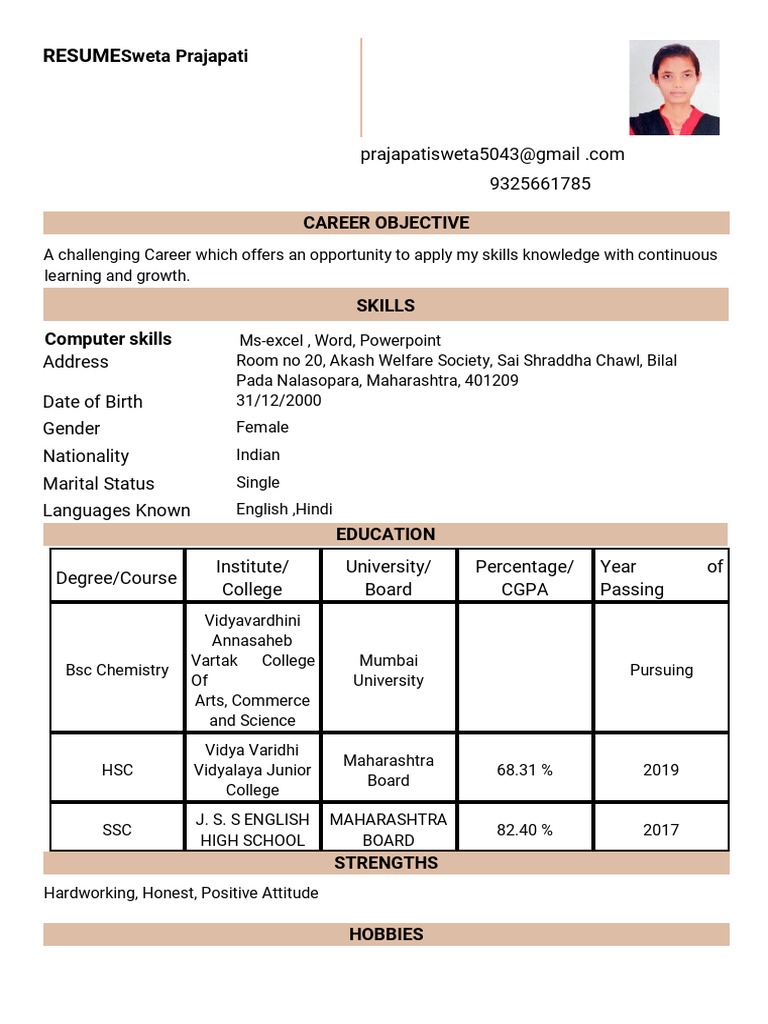 Resume: Sweta Prajapati | PDF