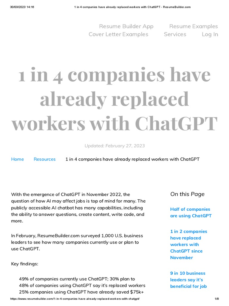 1 in 4 Companies Have Already Replaced Workers With ChatGPT | PDF ...