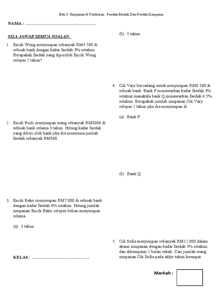 Faedah Mudah Dan Faedah Kompaun | PDF