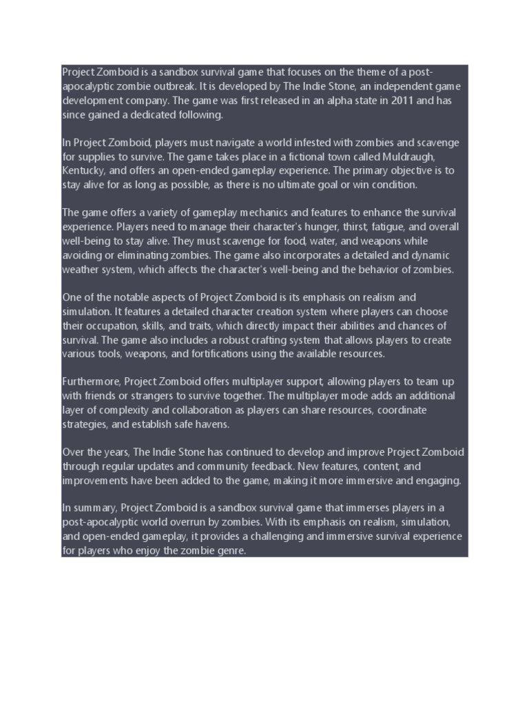 Project Zomboid | PDF