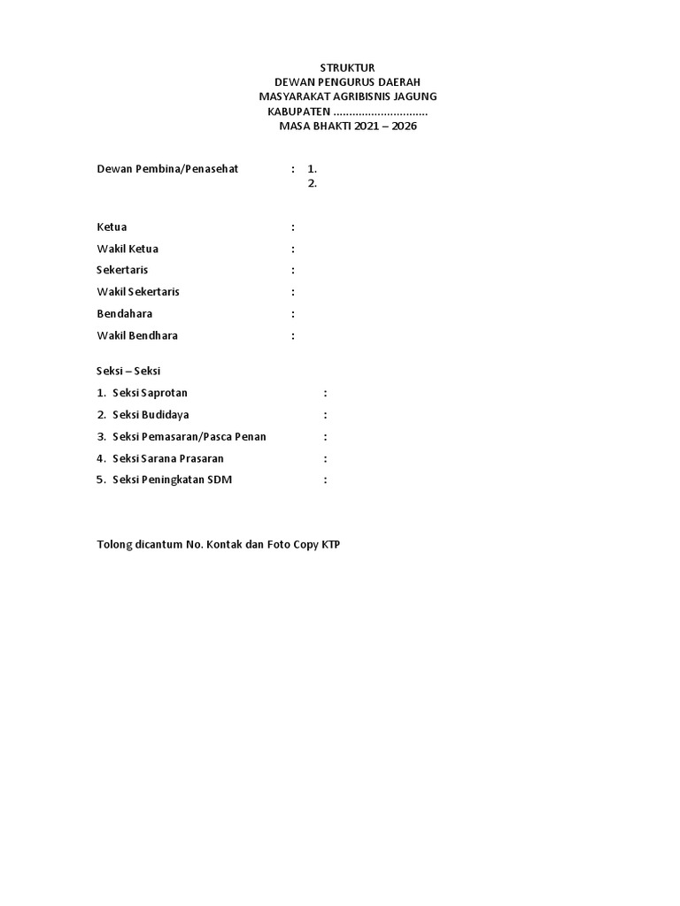 Form Susunan Pengurus DPD | PDF