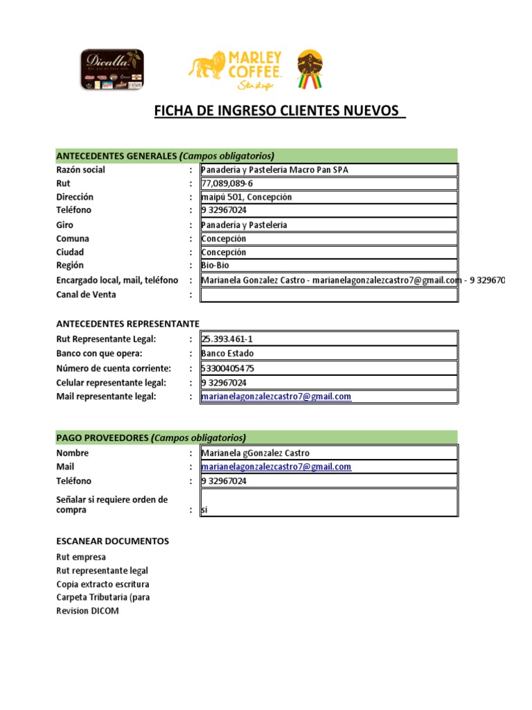 Ficha Cliente Nuevos | PDF