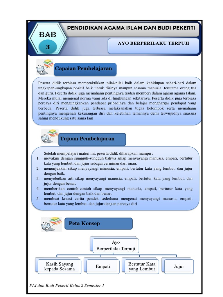 BAB 3 - Akhlak Kelas 2 Semester 1 - Fix | PDF