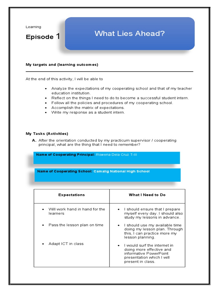 Learning Episode 1 | PDF | Teachers | Lesson Plan Learning Episode 1 | PDF | Teachers | Lesson Plan