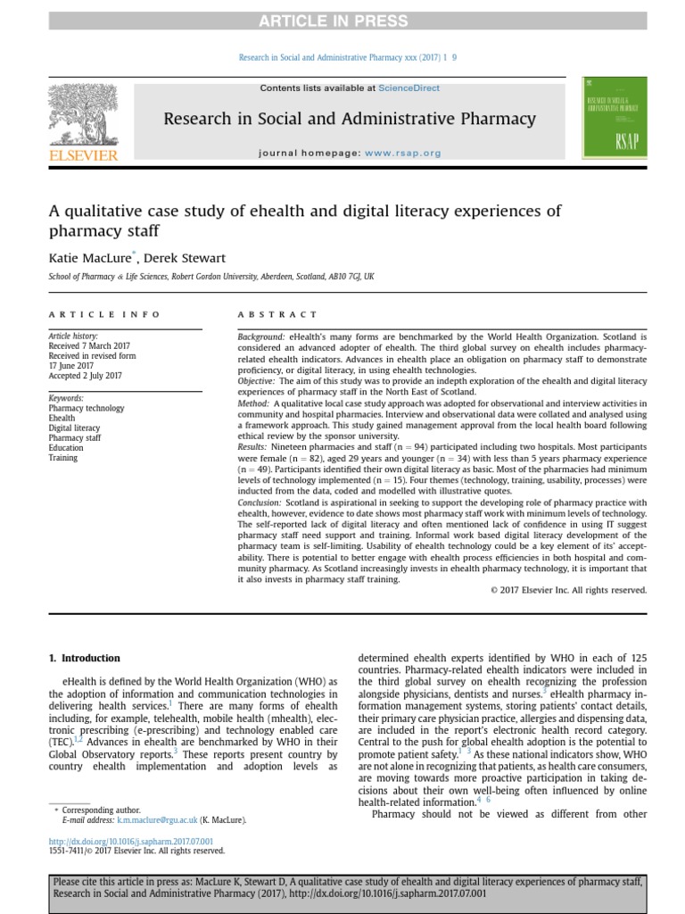 A Qualitative Case Study of Ehealth and Digital Literacy Experiences of ...