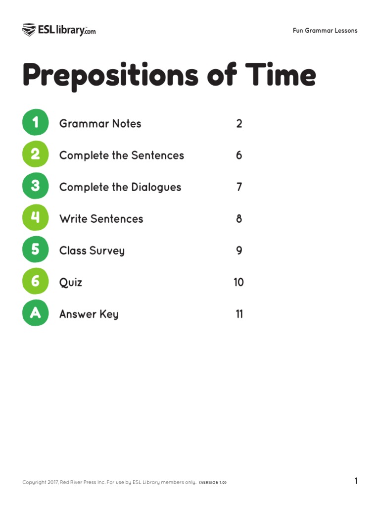 116 Prepositions-of-Time US | PDF | English Language