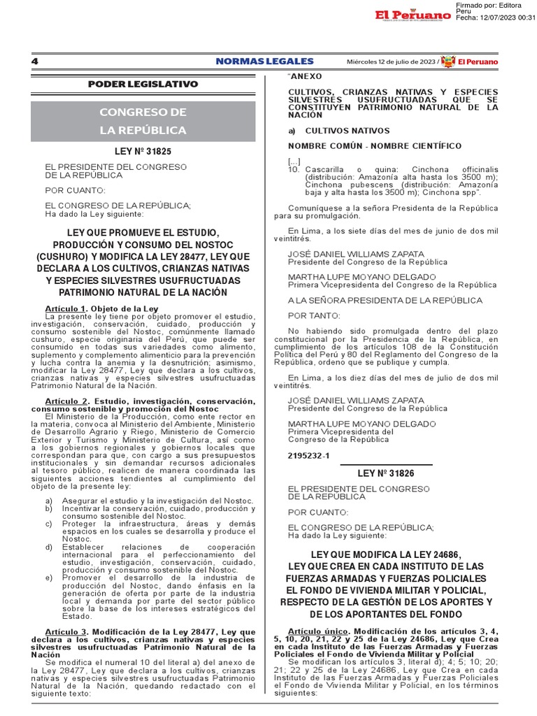Congreso de La República: Normas Legales | Descargar gratis PDF | Perú | Gobierno