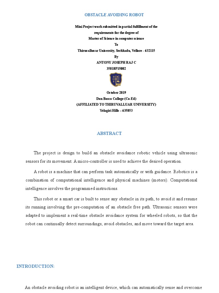 Obstacle Avoiding Robot | PDF | Arduino | Robotics