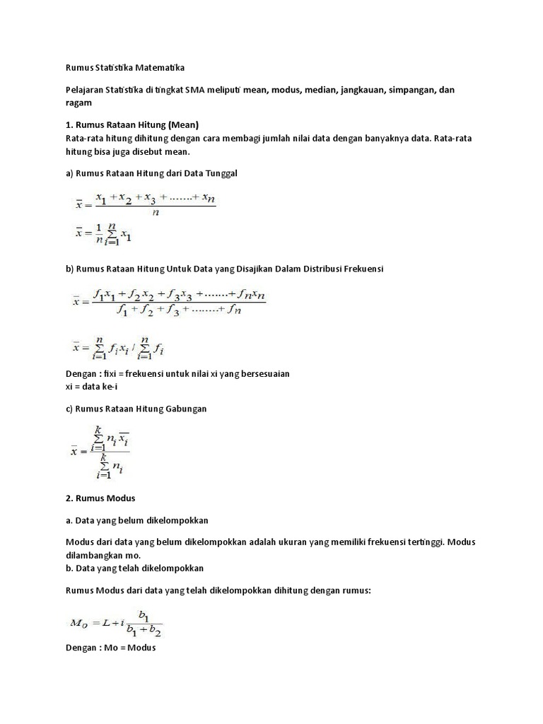 Rumus Statistika Matematika | PDF