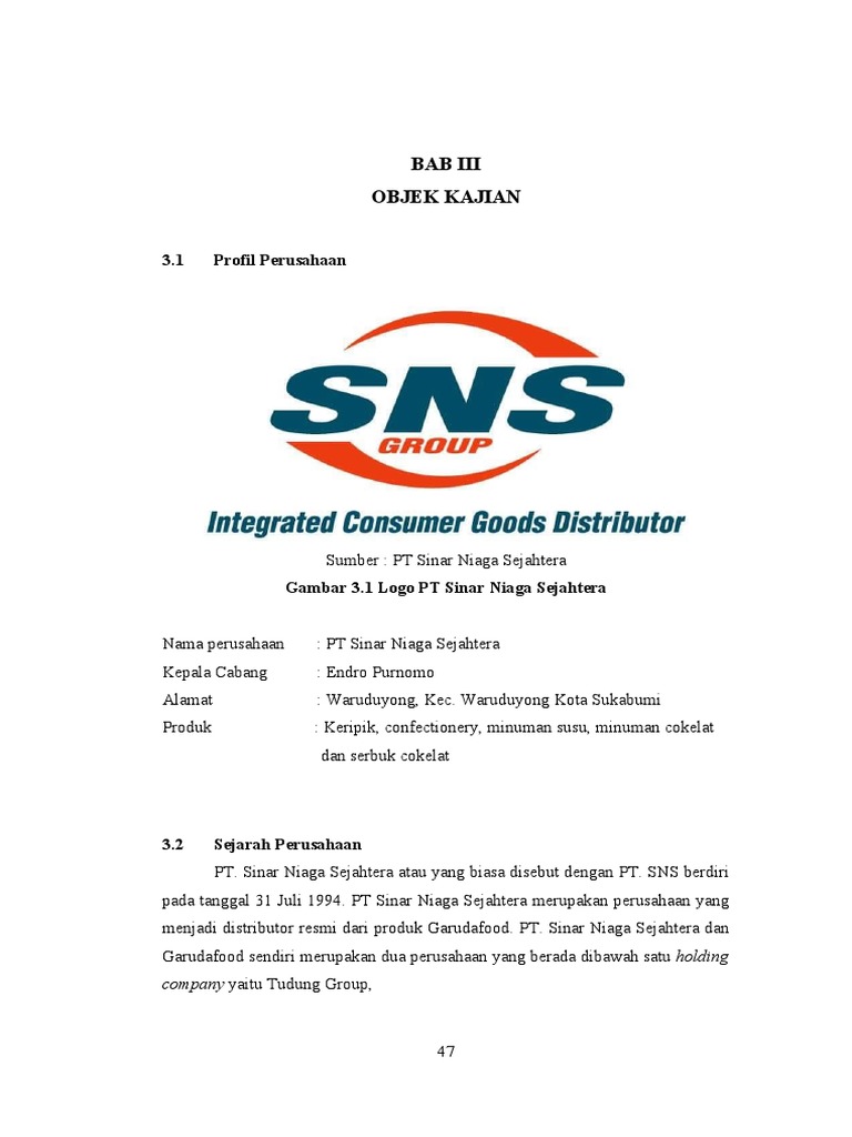 Profil dan Produk PT Sinar Niaga Sejahtera | PDF