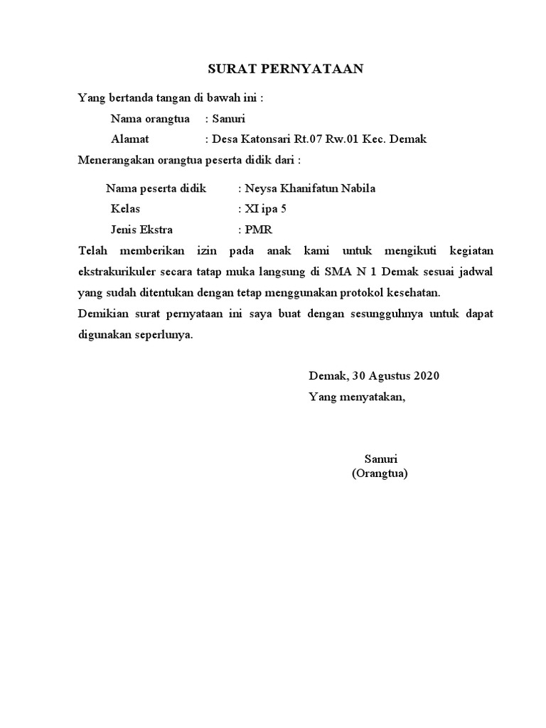 Surat Peryataan Neysa | PDF Surat Peryataan Neysa | PDF