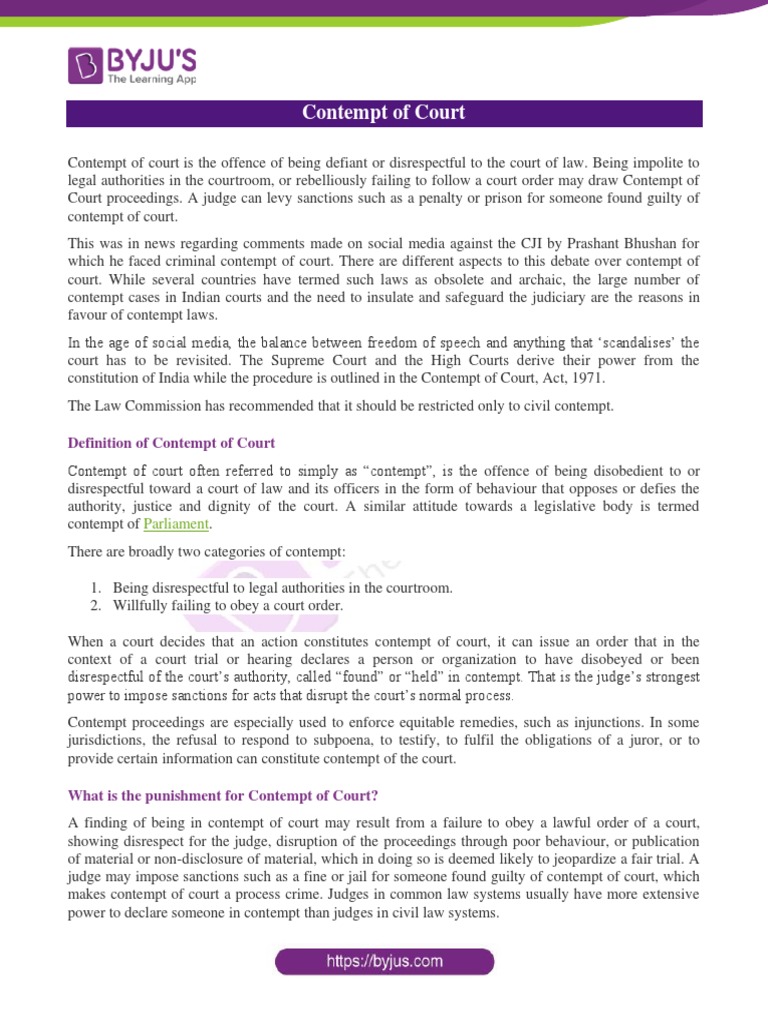 Contempt of Court | PDF | Contempt Of Court | Constitutional Law