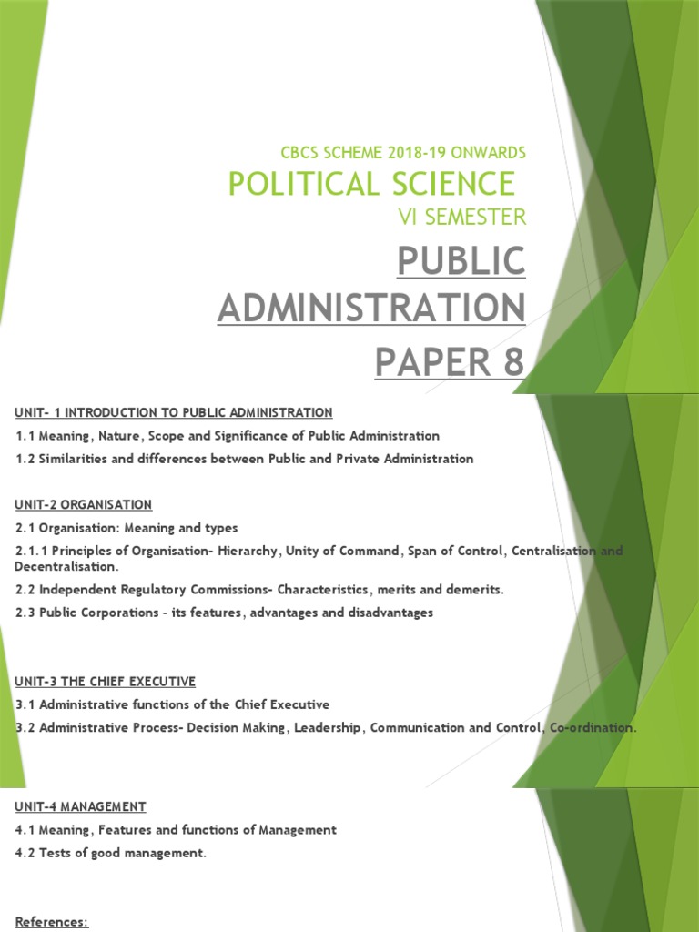 Overview Of Public Administration Concepts Pdf Public