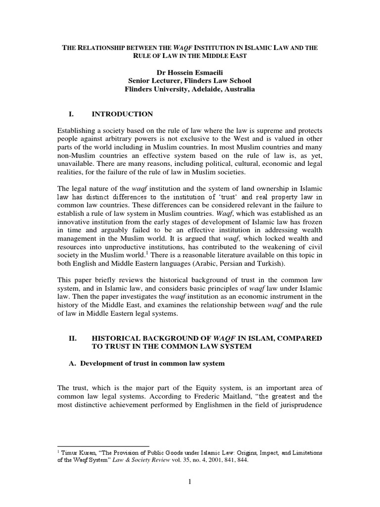 Waqf and Rule of Law in the Middle East | PDF | Sunni Islam | Hadith