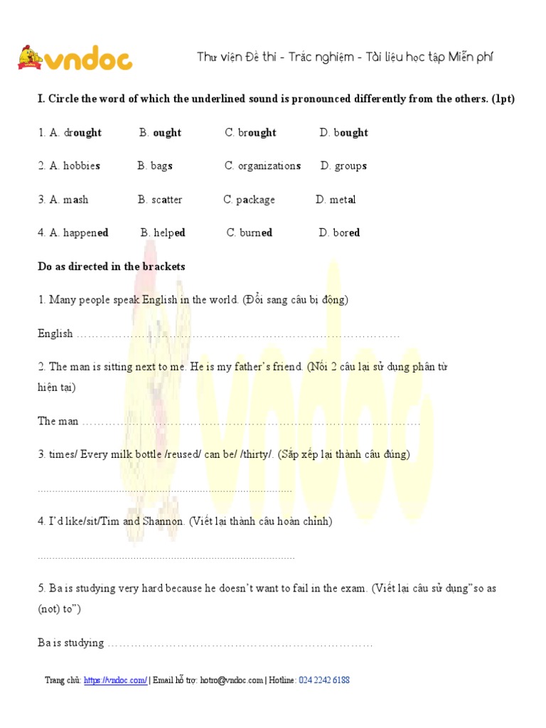 Bo de Thi Giua Hoc Ky 2 Mon Tieng Anh Lop 8 Co Dap An | PDF