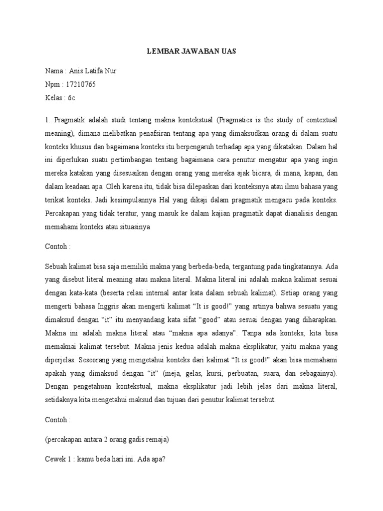 PRAGMATIK | PDF | Seni & Disiplin Bahasa