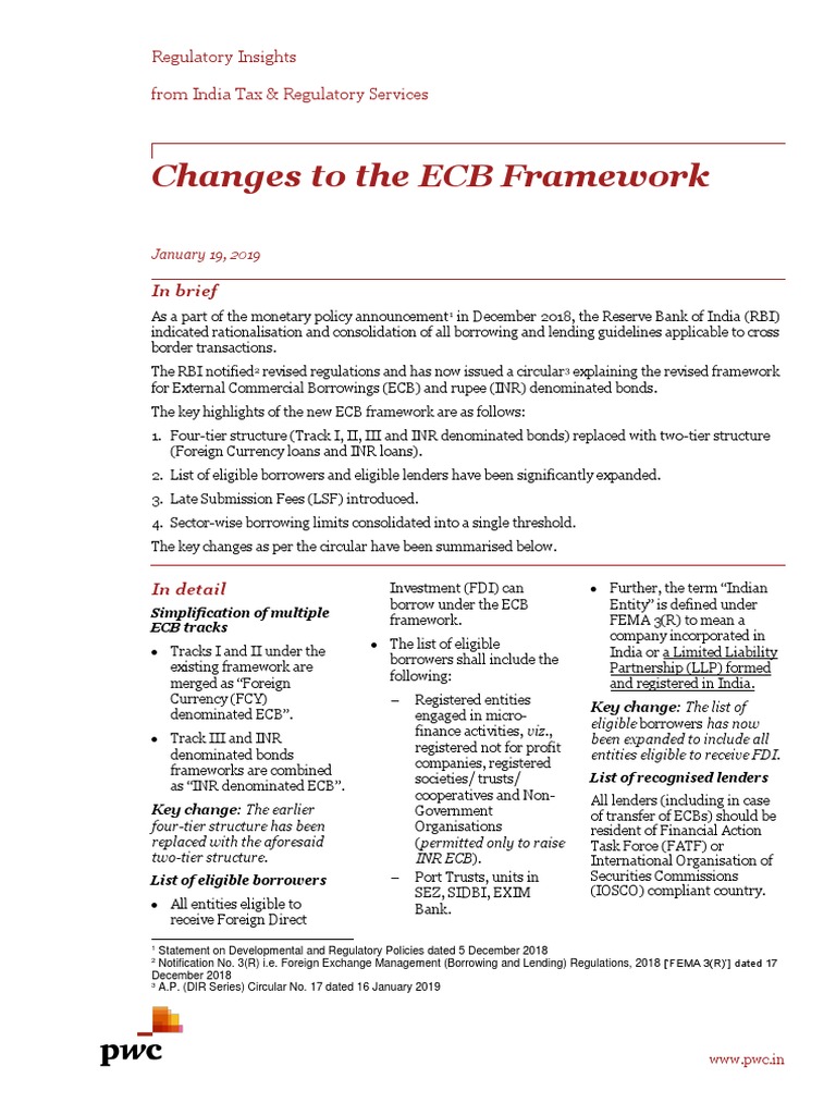 Revised ECB Framework in India | PDF | Interbank Lending Market | Loans