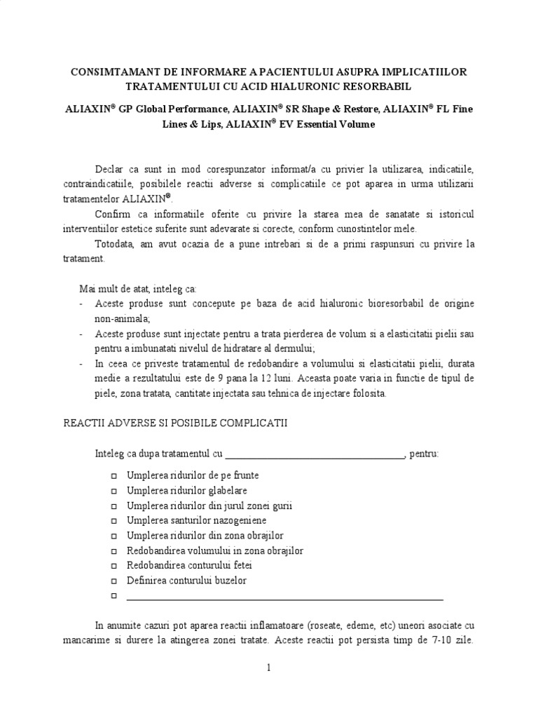 Consimtamant Pacient ALIAXIN | PDF