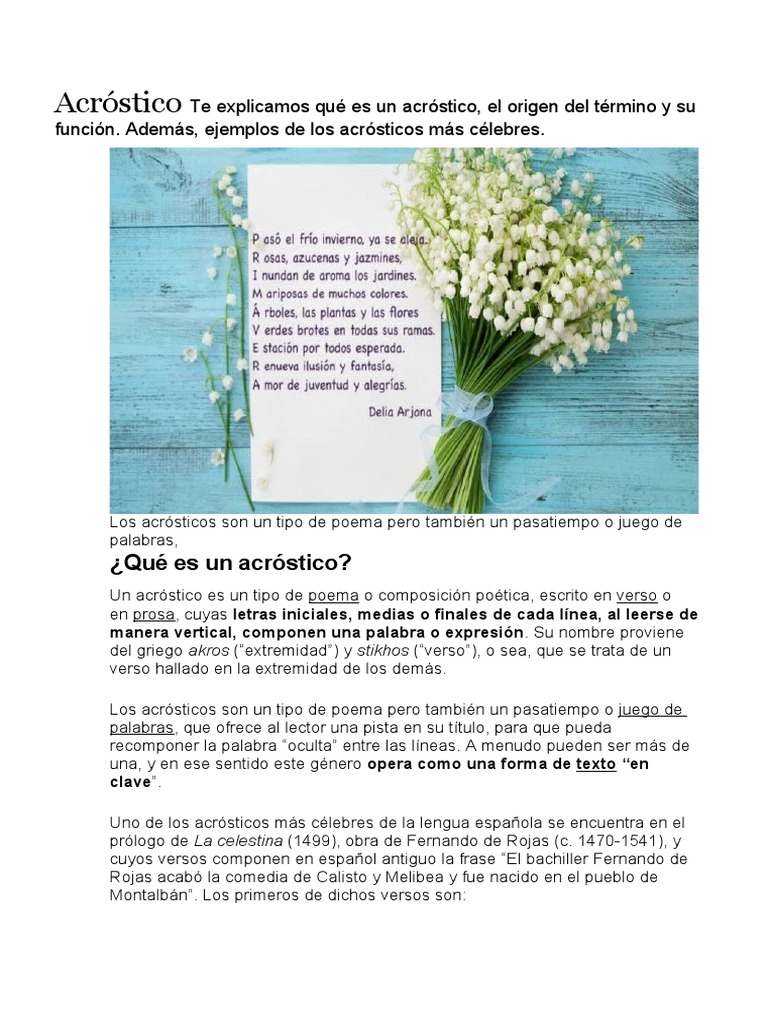 El Acrostico Ejemplos | PDF