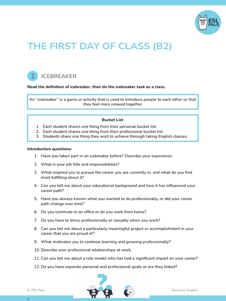 (TV) First Day of B2 Business English Class | PDF | Leadership | Marketing