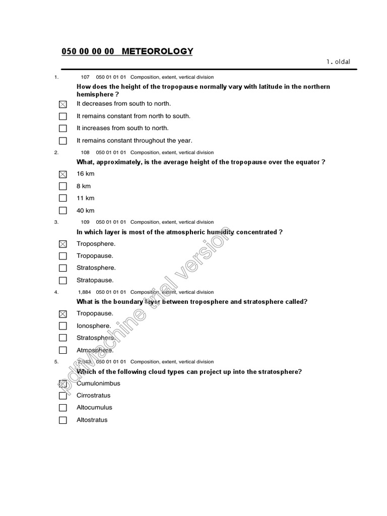 Met Questions Sacaa | PDF | Troposphere | Atmospheric Pressure