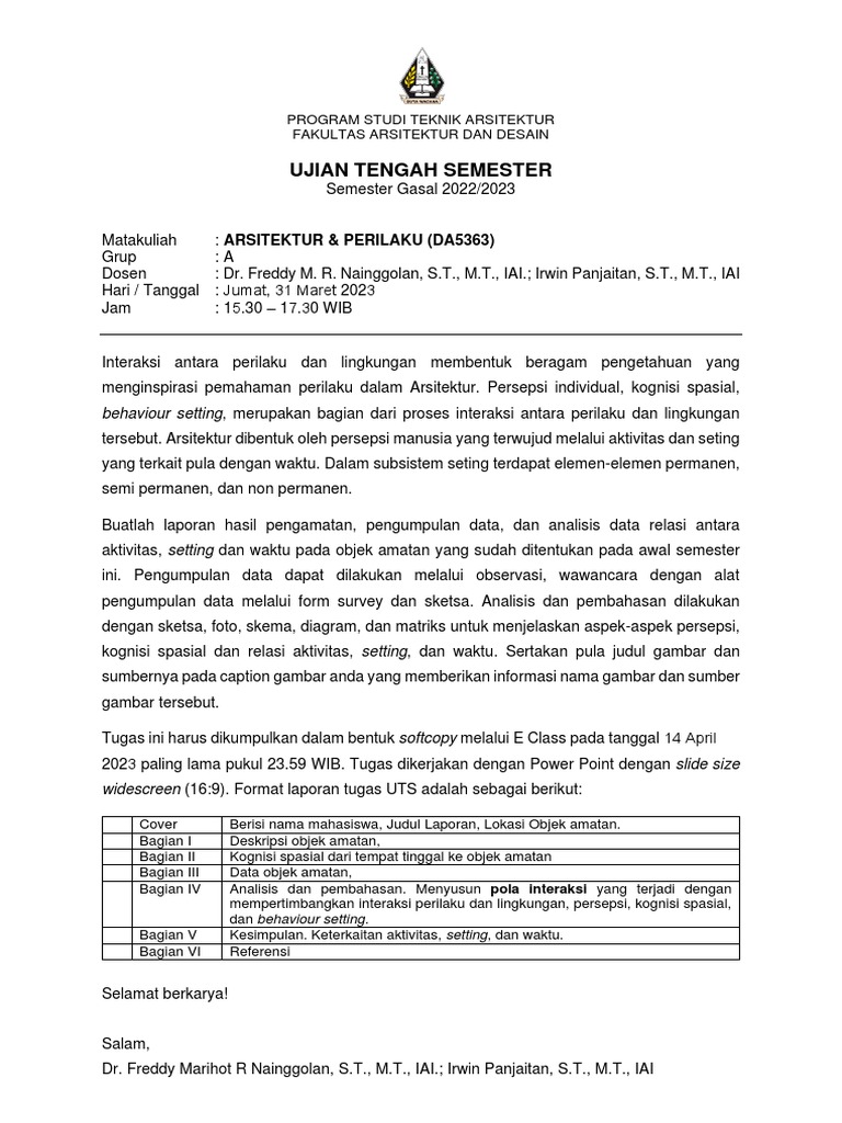 Soal Dan Panduan UTS 2023 | PDF