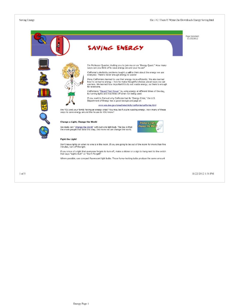 Saving Energy | PDF