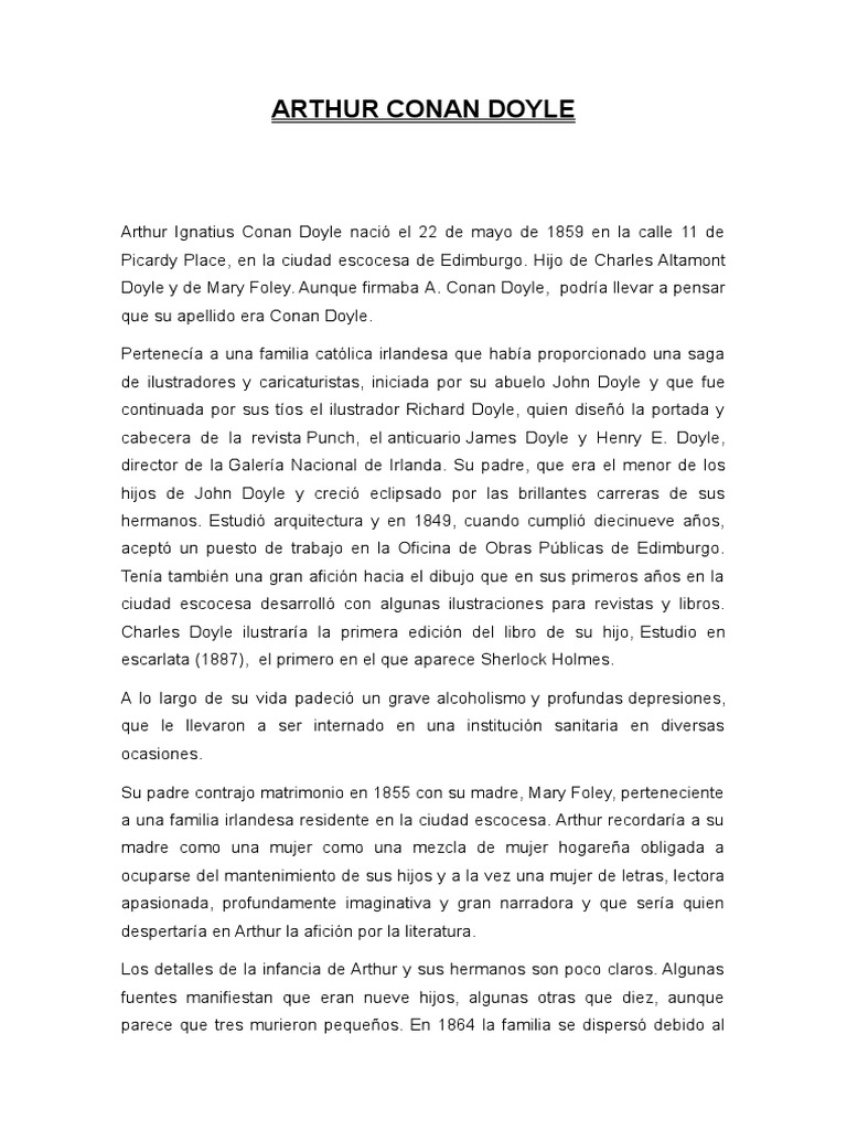 Arthur Conan Doyle y "El Médico Moreno" | PDF | Arthur Conan Doyle