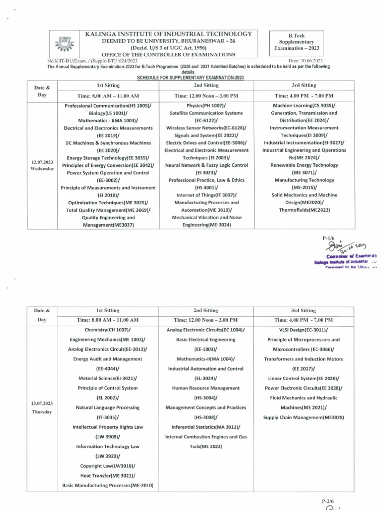 B.tech Supplementary Exam-2023 | PDF