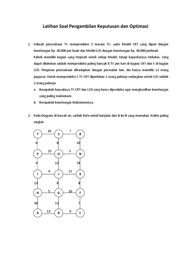 Latihan Pengambilan Keputusan Optimal | PDF
