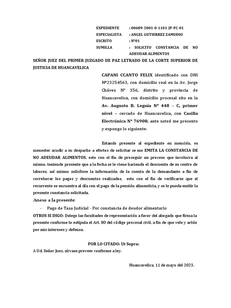 Constancia de No Adeudar - Felix Capani | PDF | Derecho