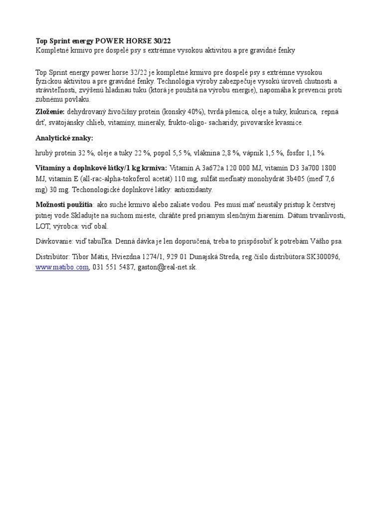 SK - Top Sprint ENERGY POWER HORSE | PDF