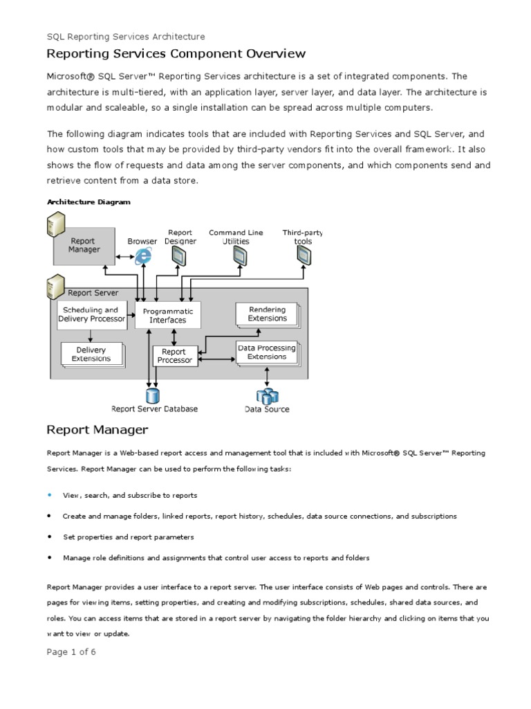 Sql Reporting Services Architecture Pdf Databases Microsoft Sql Server 