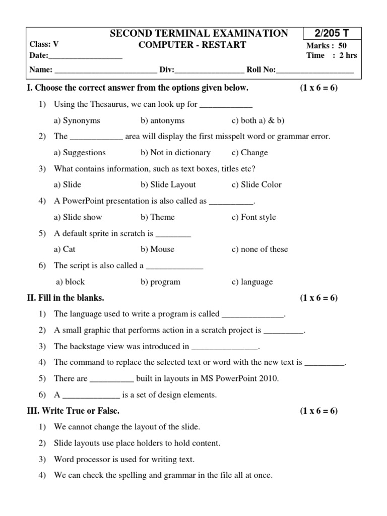 Restart Class 5 Term 2 | PDF | Computer Science | Computing