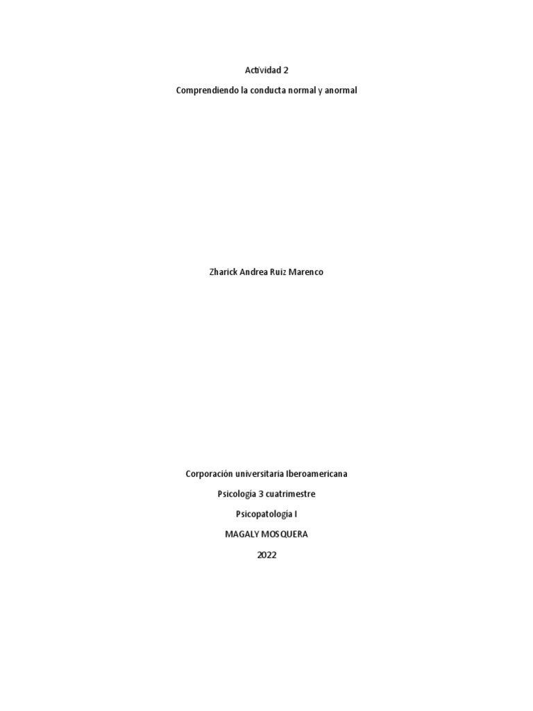 Conducta Normal y Anormal en Psicología | PDF | Comportamiento | Sicología