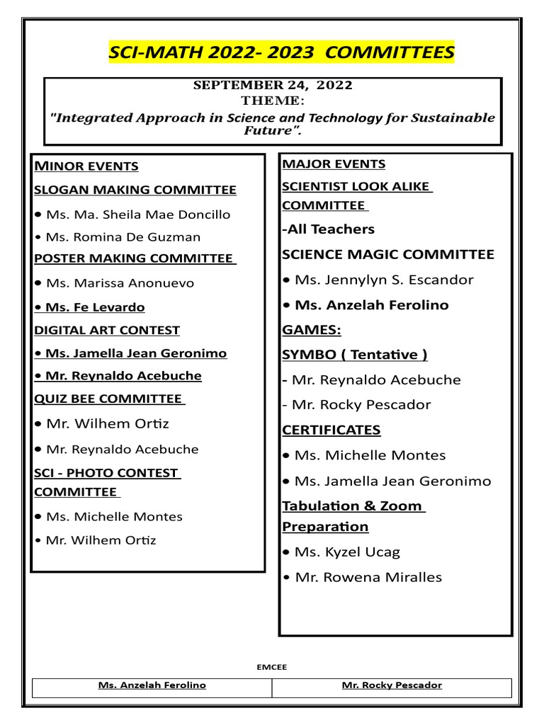 Science Month Activities. Pre Final | PDF