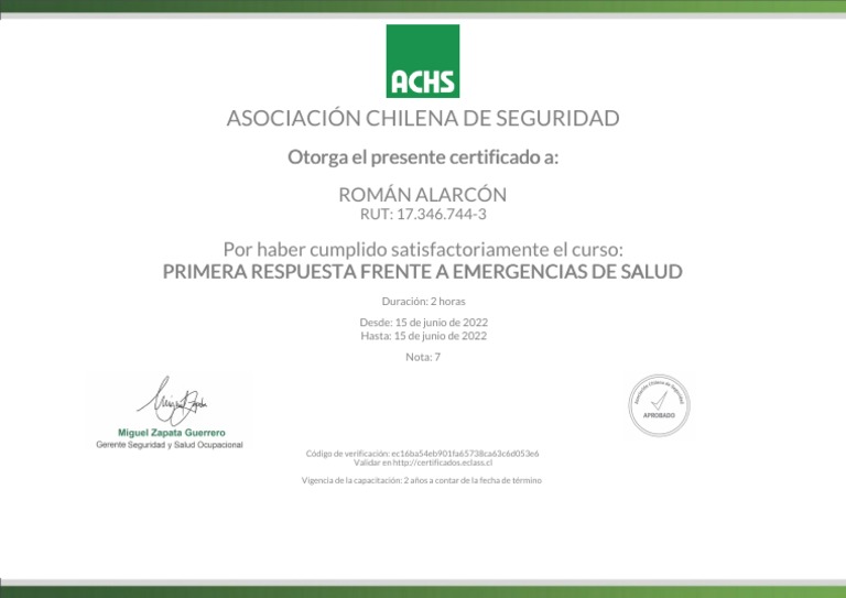 Primera Respuesta Frente Emergencias de Salud ACHS | PDF