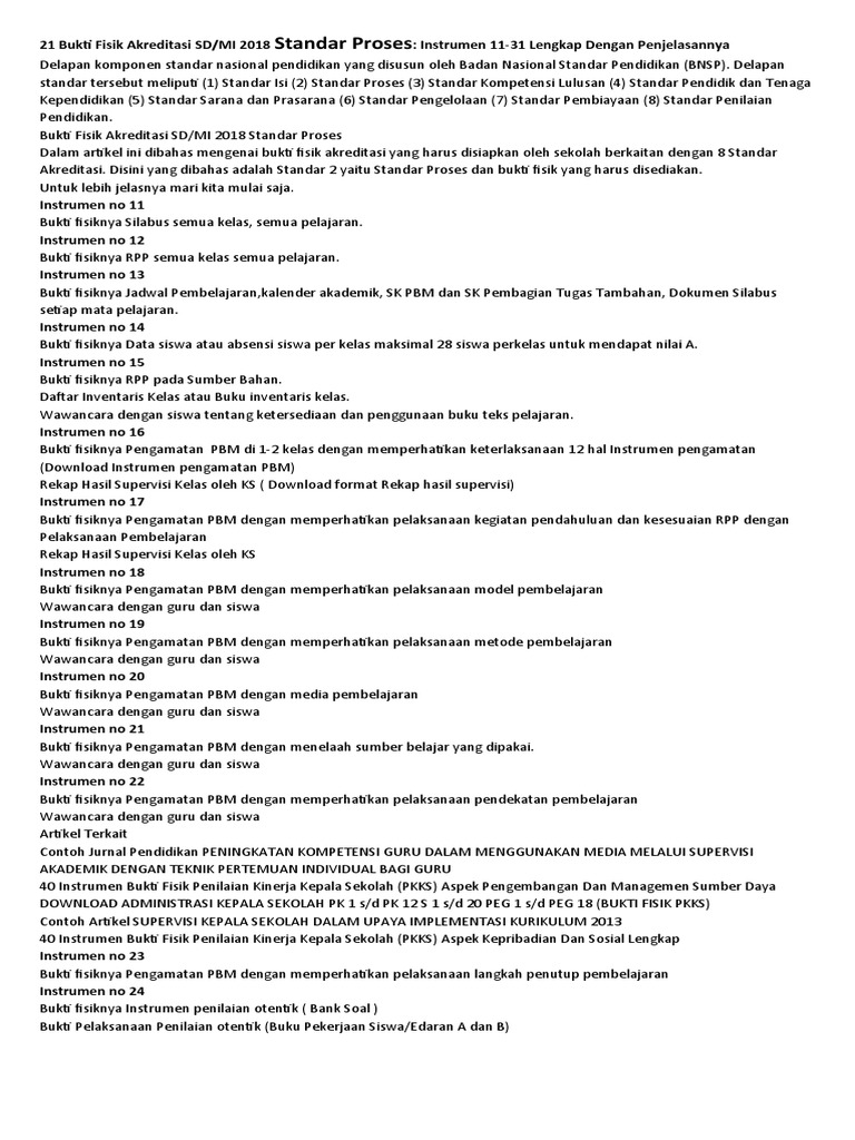 21 Bukti Fisik Akreditasi SD | PDF | Karier & Perkembangan