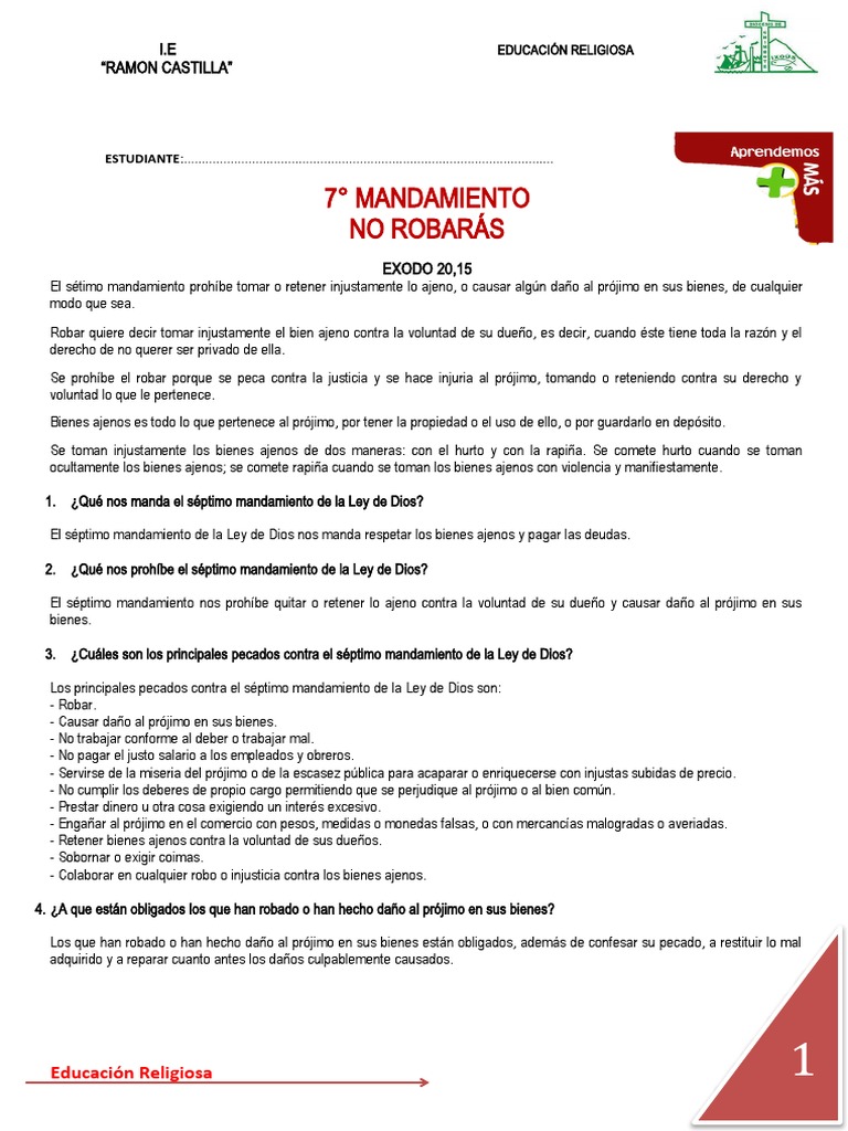 7mo Mandamiento | PDF | Diez Mandamientos | Pecado
