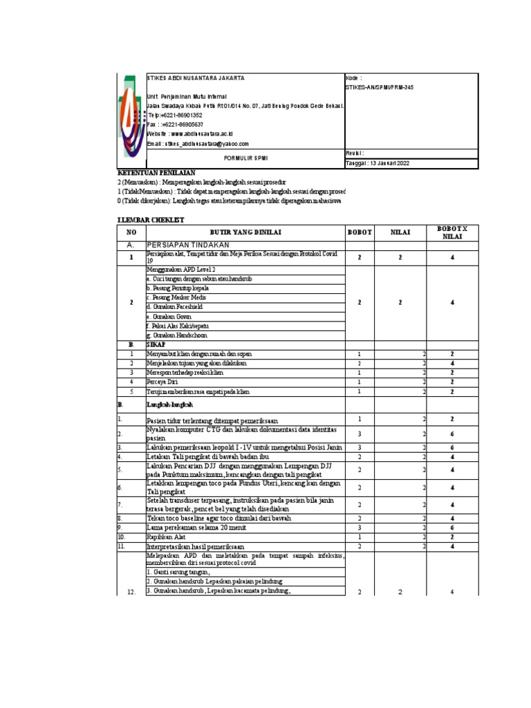 Daftar Tilik Gadar | PDF
