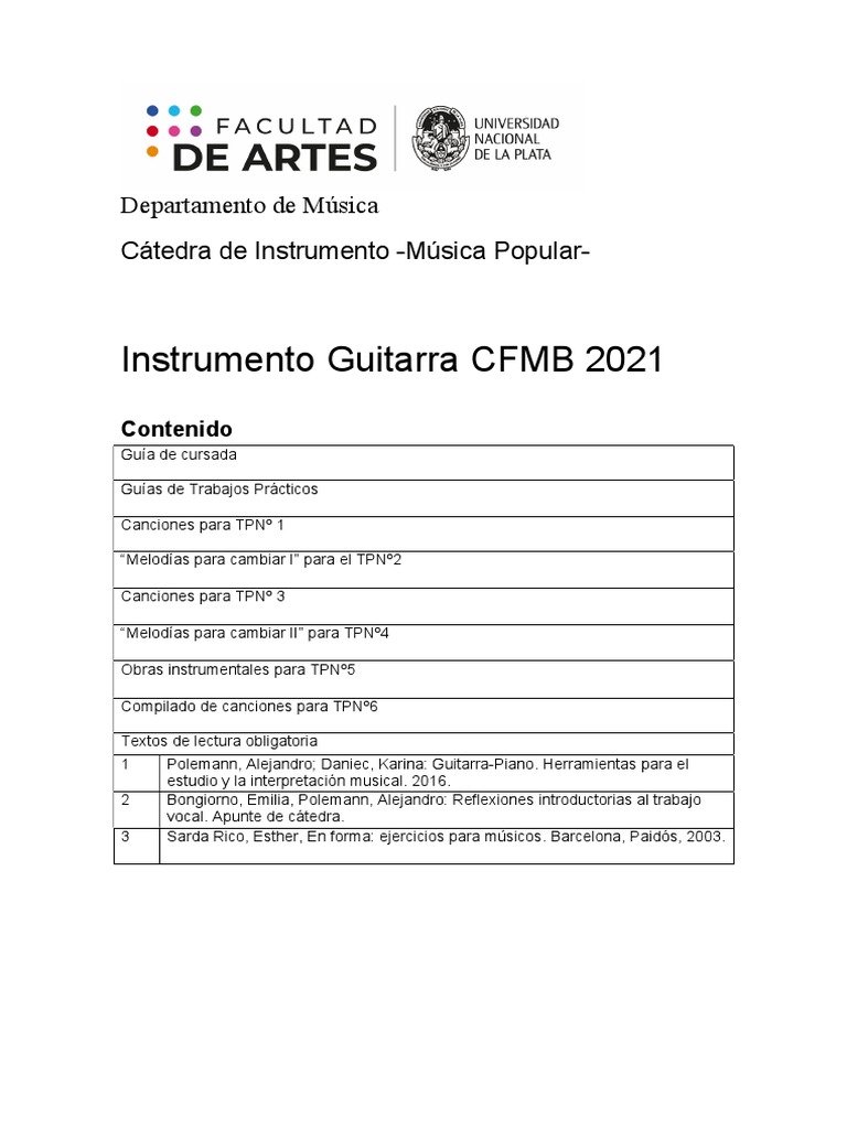 Cuadernillo Guitarra CFMB 2021 | PDF | Acorde (Música) | Melodía
