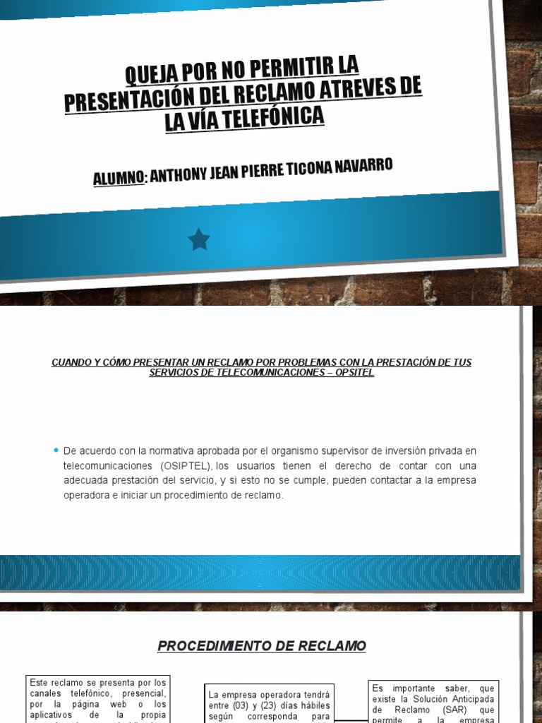 Presentacion Examen Parcial Del Reclamo Opsitel | PDF | Centro de llamadas